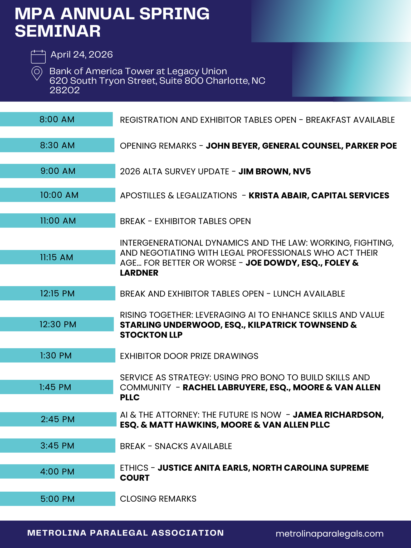 Spring CLE Seminar 2026 – Metrolina Paralegal Association